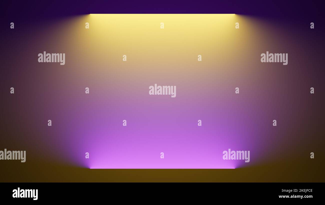 Two bright yellow and pink neon lights on opposite sides illuminating a ...