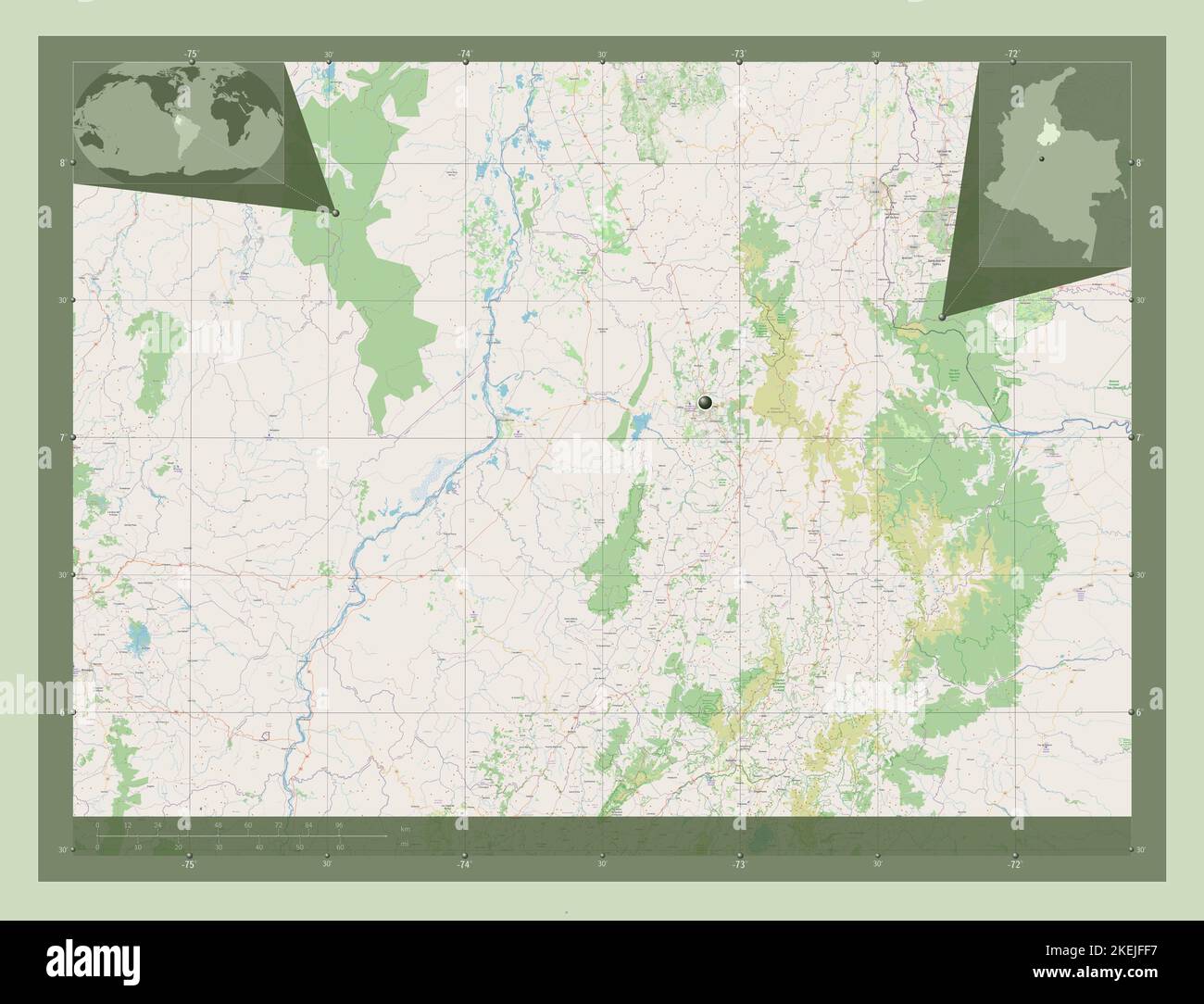 Santander, department of Colombia. Open Street Map. Corner auxiliary ...