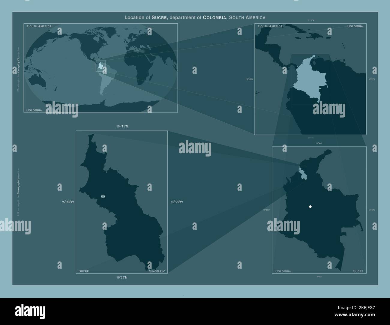 Sucre, department of Colombia. Diagram showing the location of the ...