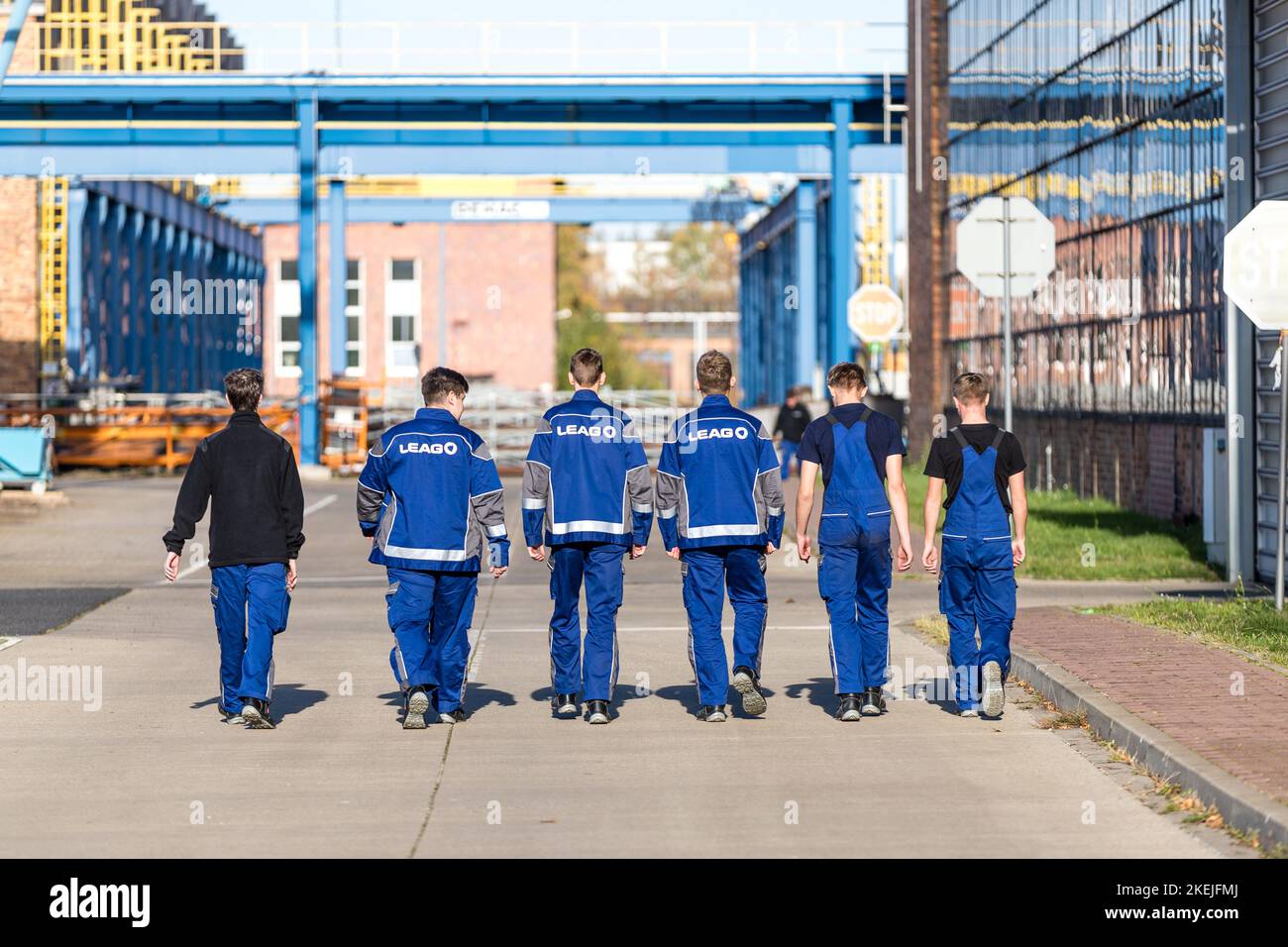 Schwarze Pumpe, Germany. 12th Nov, 2022. Trainees walk across the ...