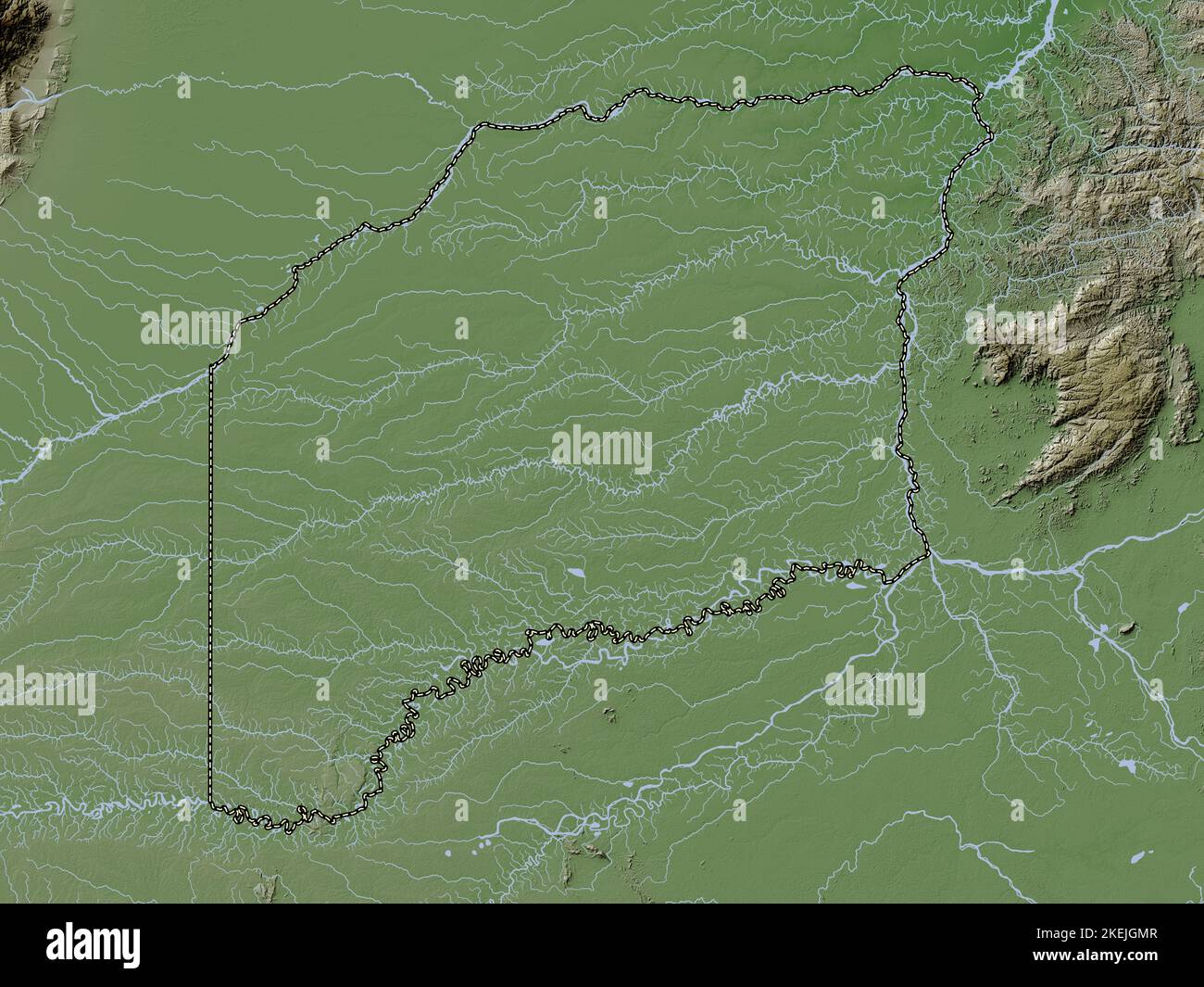 Vichada, commissiary of Colombia. Elevation map colored in wiki style ...