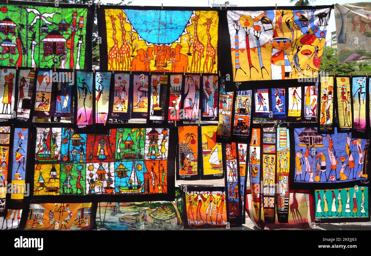 Batiks on sale at the souvenir market hi-res stock photography and ...