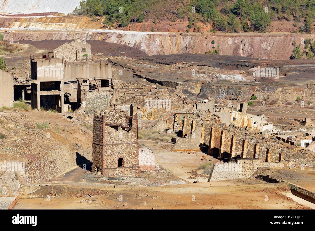 Aerial drone view of Mining activity in Minas de Riotinto in Spain ...