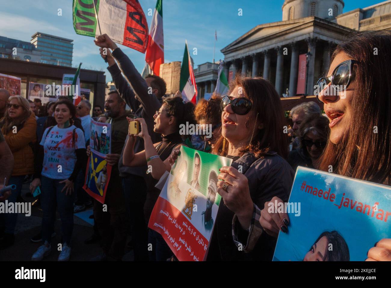 Iranian Protests continue in traflagar Square this weekend with a ...