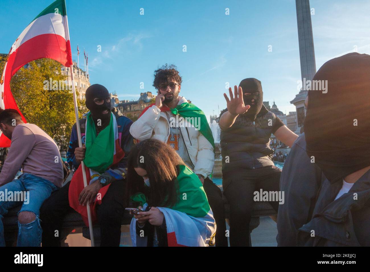 Iranian Protests continue in traflagar Square this weekend with a ...