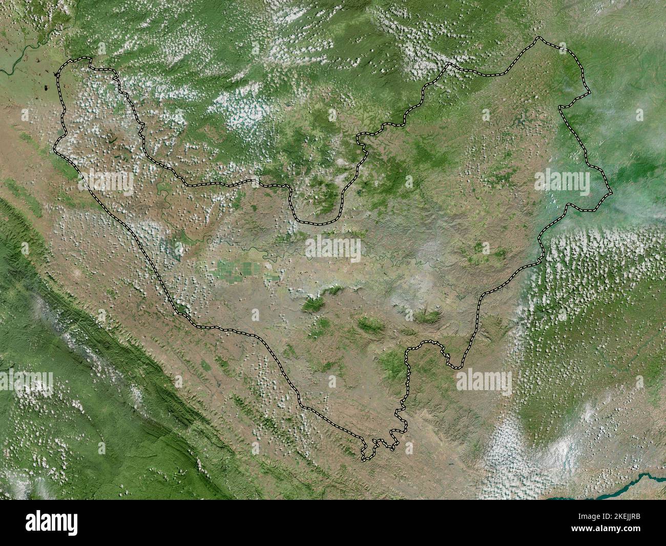 Bouenza, region of Republic of Congo. High resolution satellite map ...