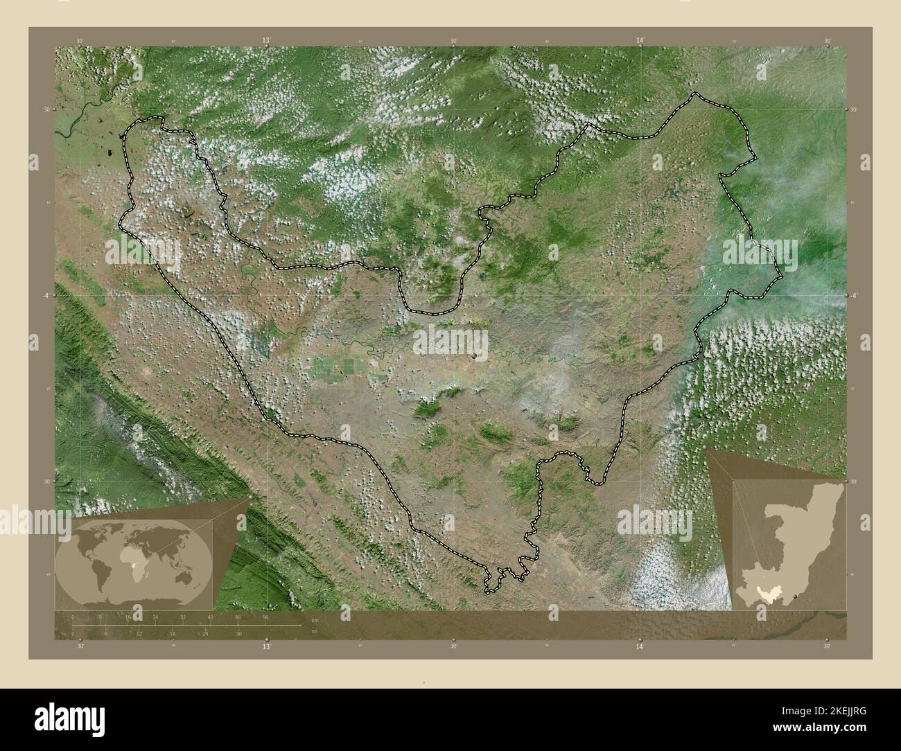Bouenza, region of Republic of Congo. High resolution satellite map ...