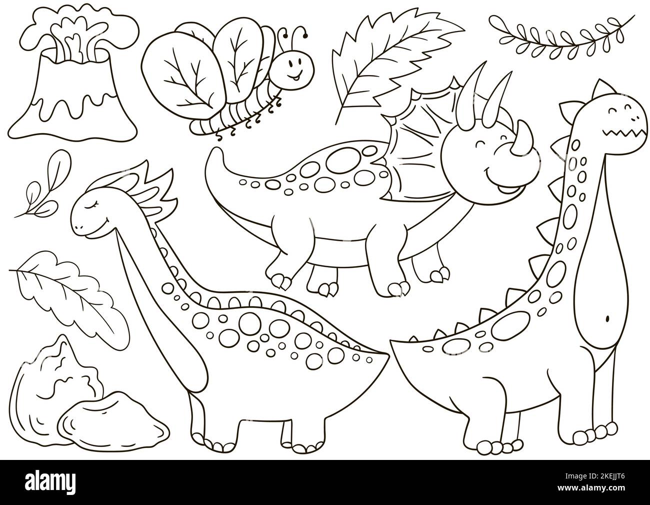 Set of vector illustrations in hand drawn style. Coloring drawings ...