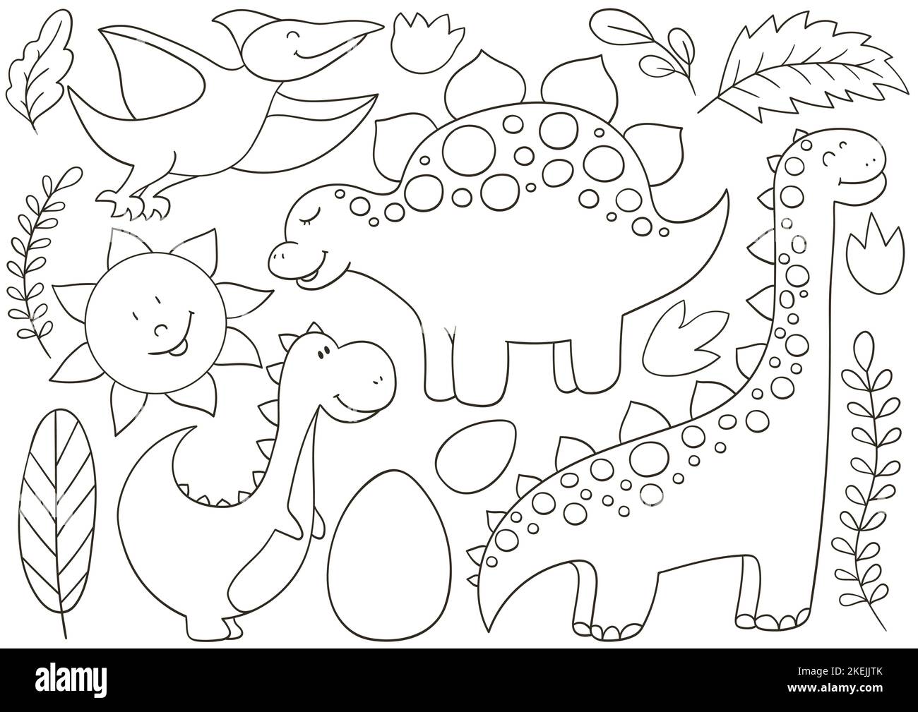 Set of vector illustrations in hand drawn style. Coloring drawings ...
