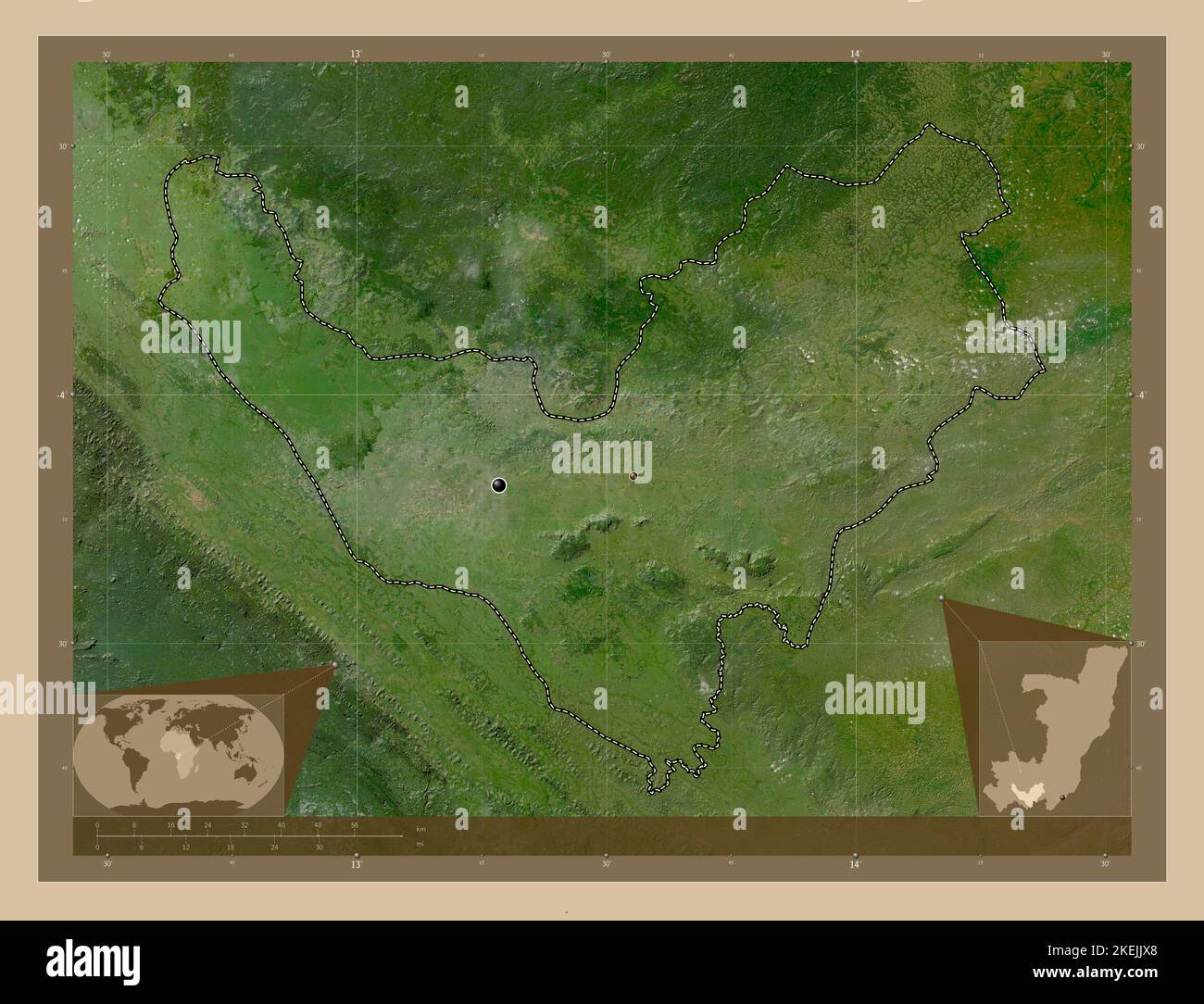 Bouenza, region of Republic of Congo. Low resolution satellite map ...