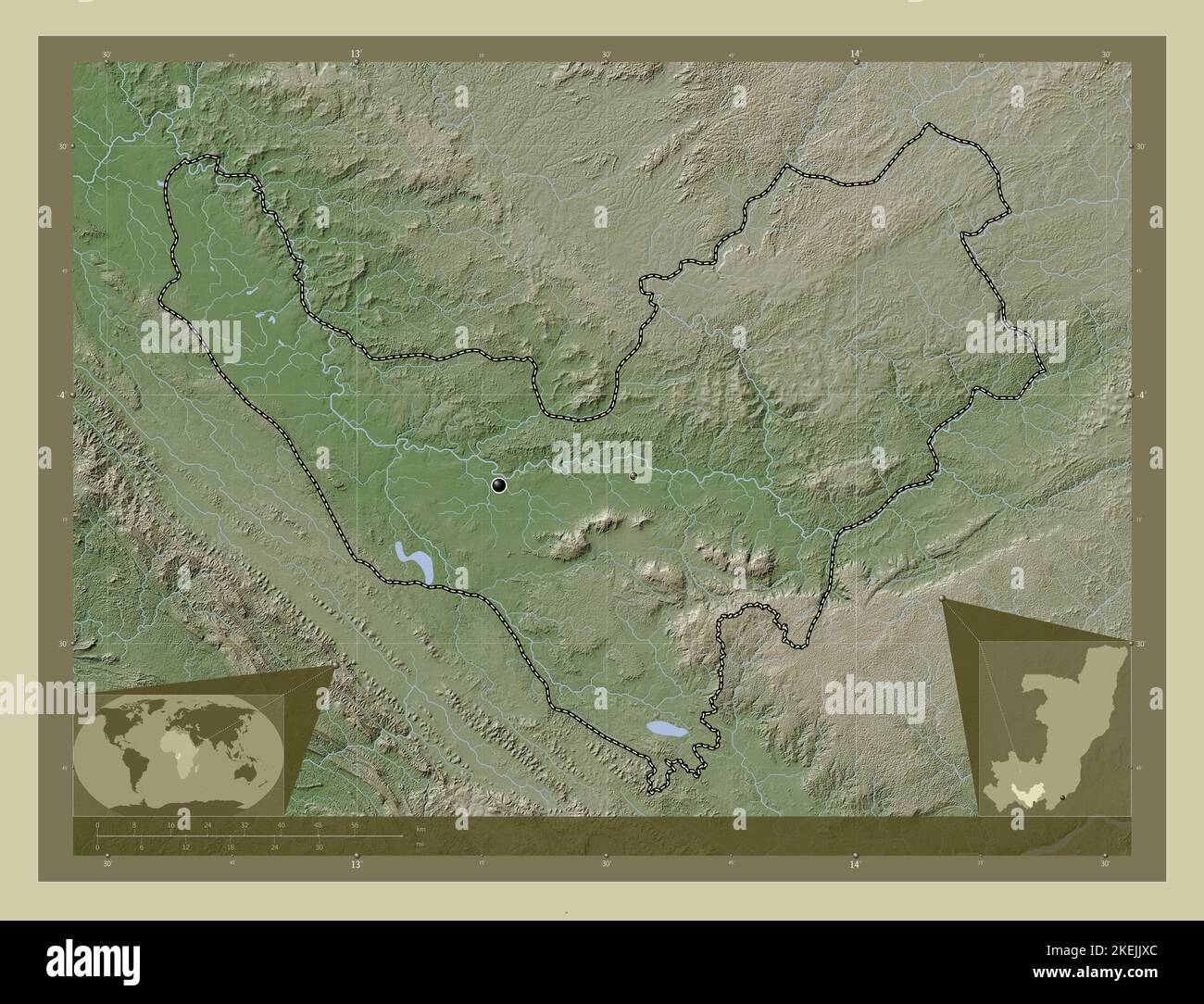 Bouenza, region of Republic of Congo. Elevation map colored in wiki ...
