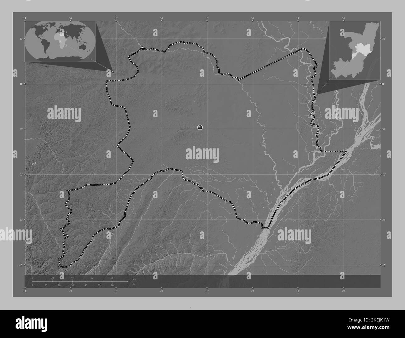 Cuvette Region Of Republic Of Congo Grayscale Elevation Map With