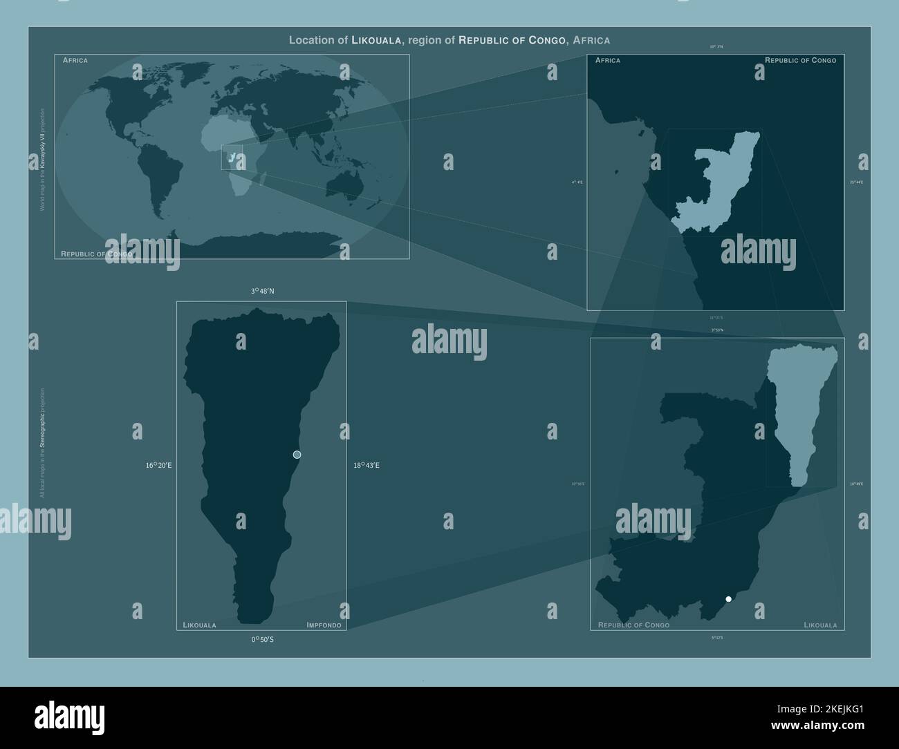 Likouala, region of Republic of Congo. Diagram showing the location of ...