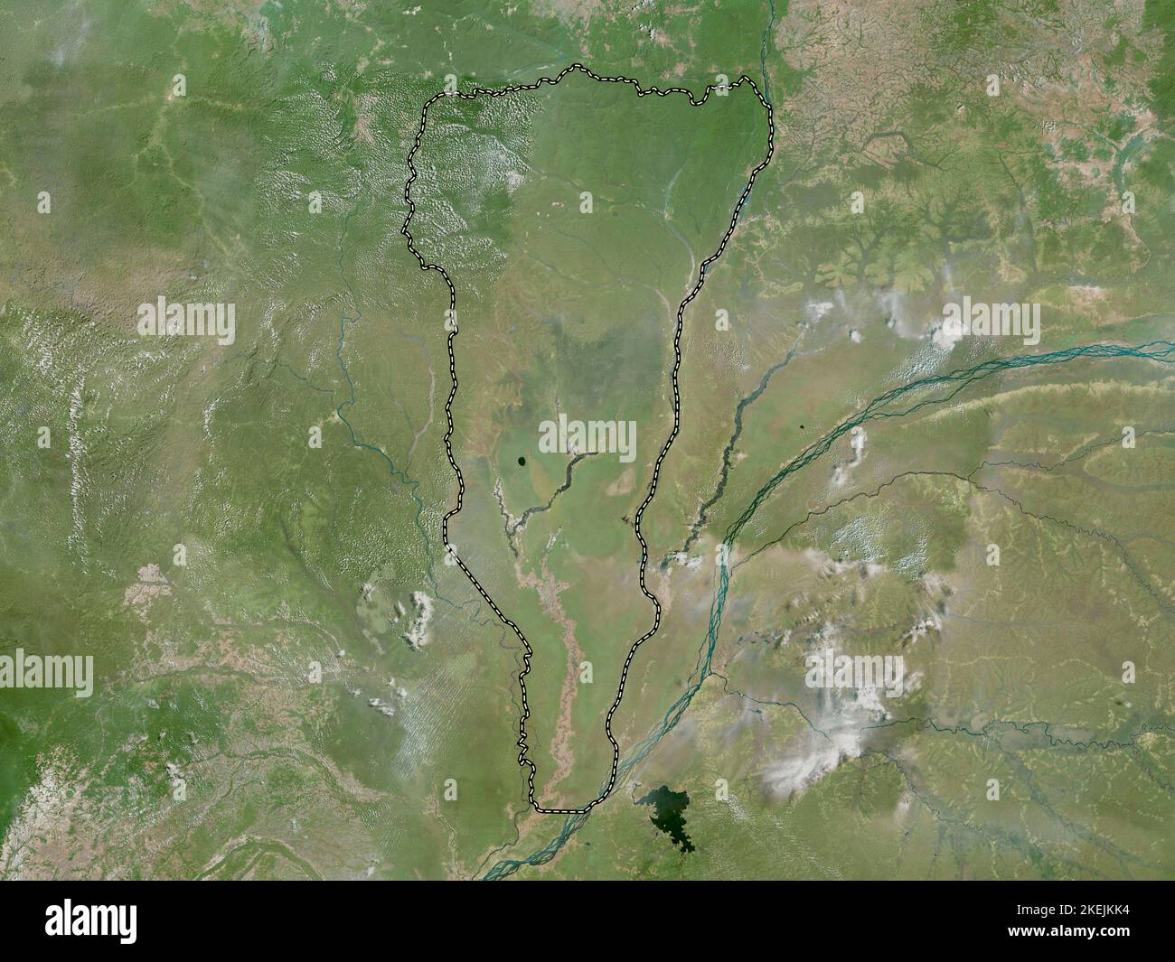 Likouala, region of Republic of Congo. High resolution satellite map ...