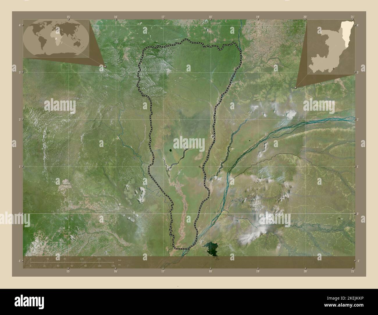 Likouala, region of Republic of Congo. High resolution satellite map ...