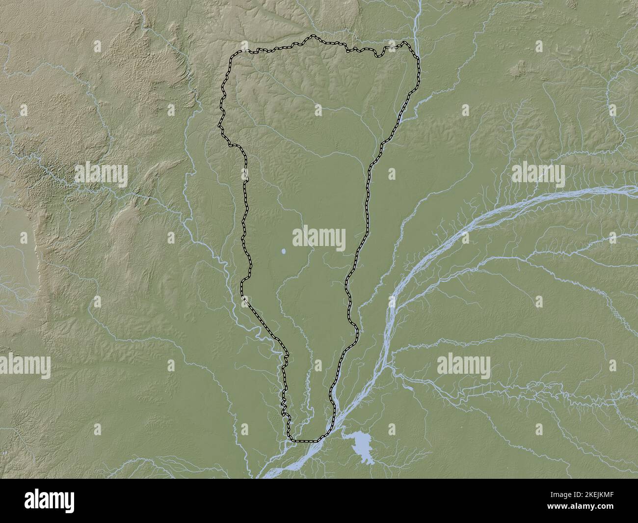 Likouala, region of Republic of Congo. Elevation map colored in wiki ...