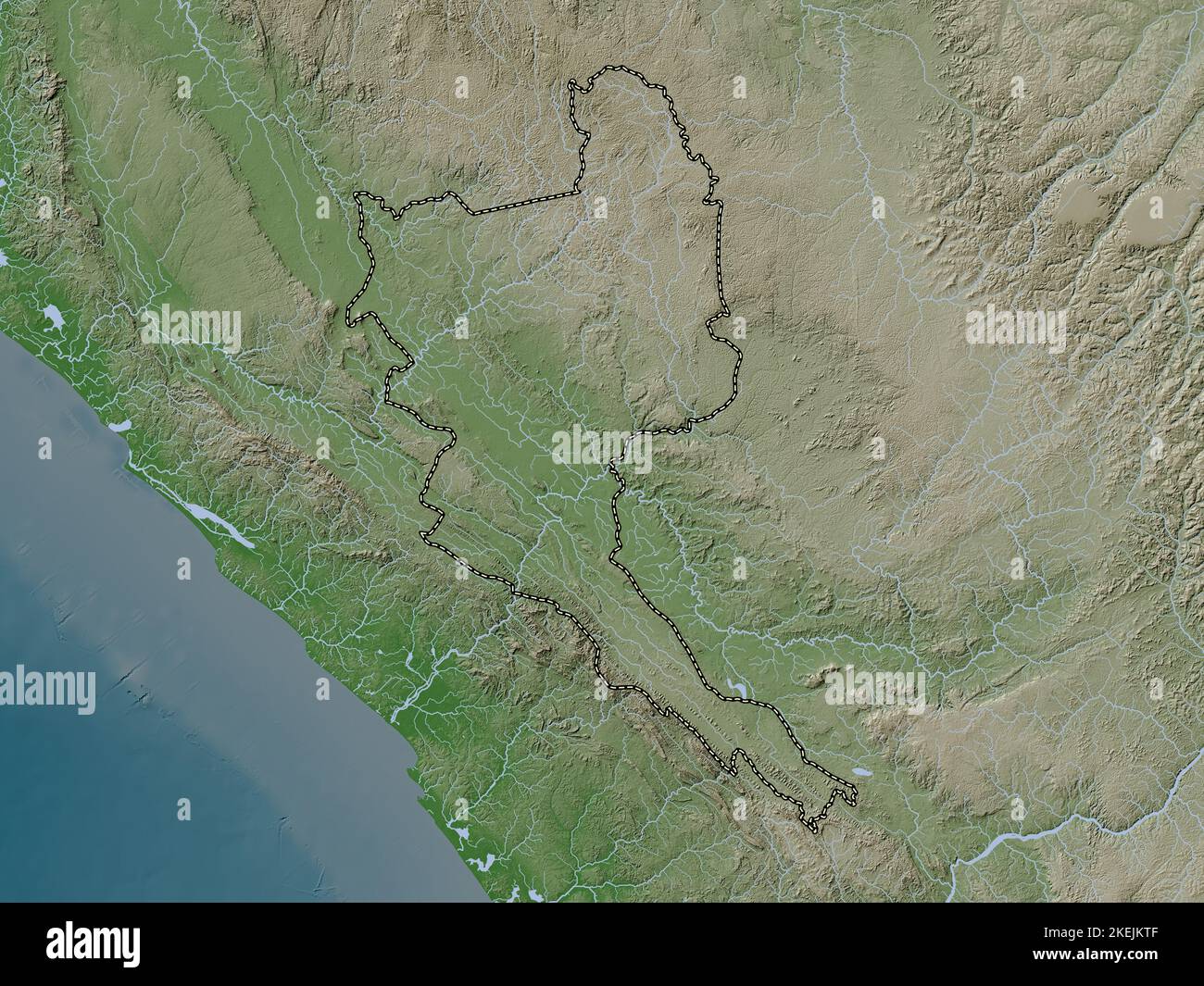 Niari, region of Republic of Congo. Elevation map colored in wiki style ...