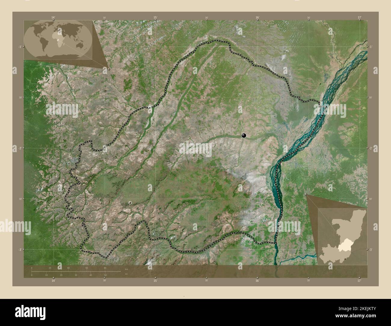 Plateaux, region of Republic of Congo. High resolution satellite map ...