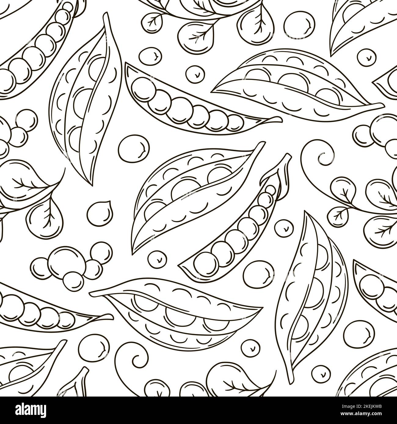 Peas. Monochrome pattern for kitchen, restaurant or shop. Illustration ...