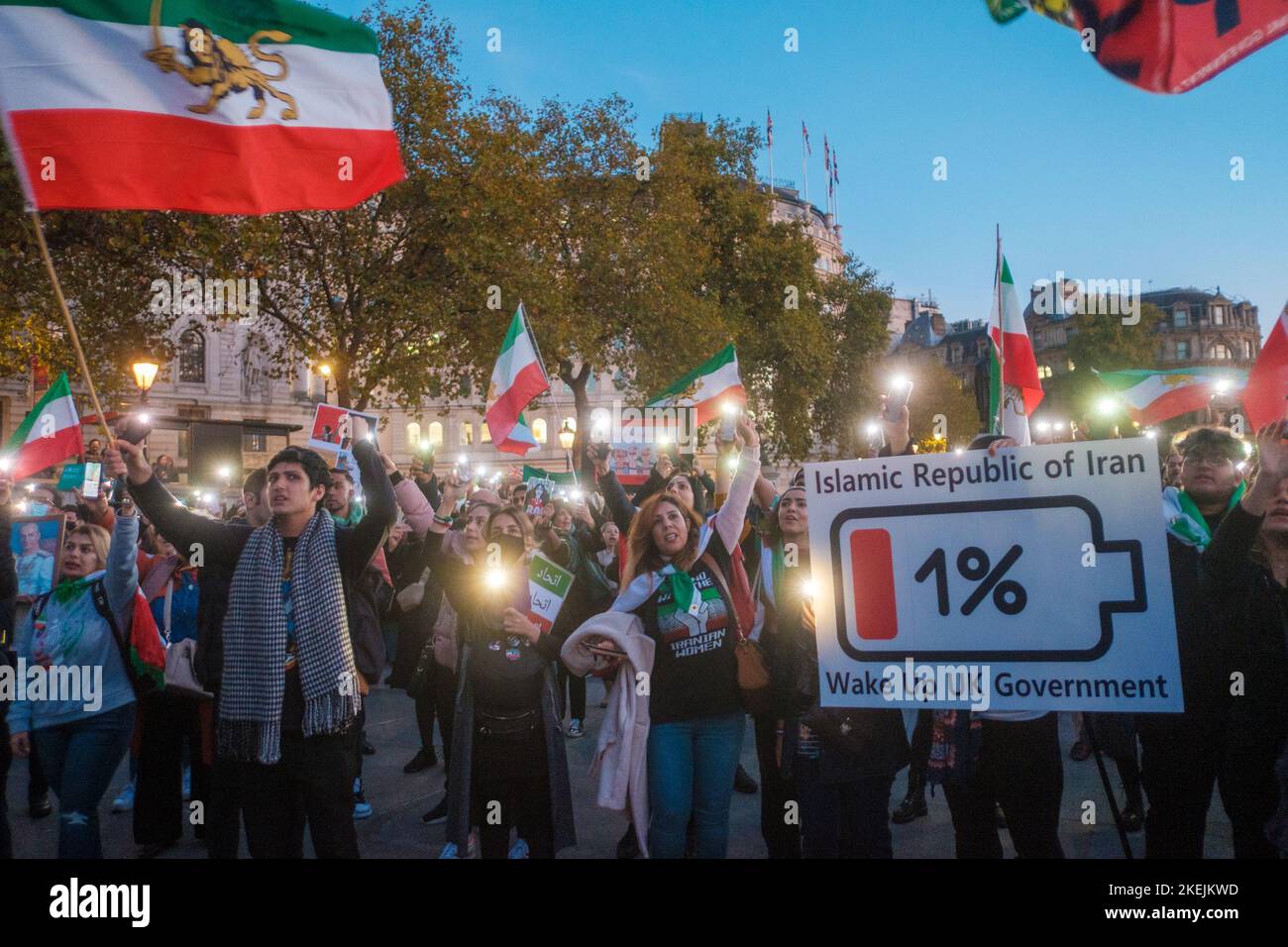 Iranian Protests continue in traflagar Square this weekend with a ...