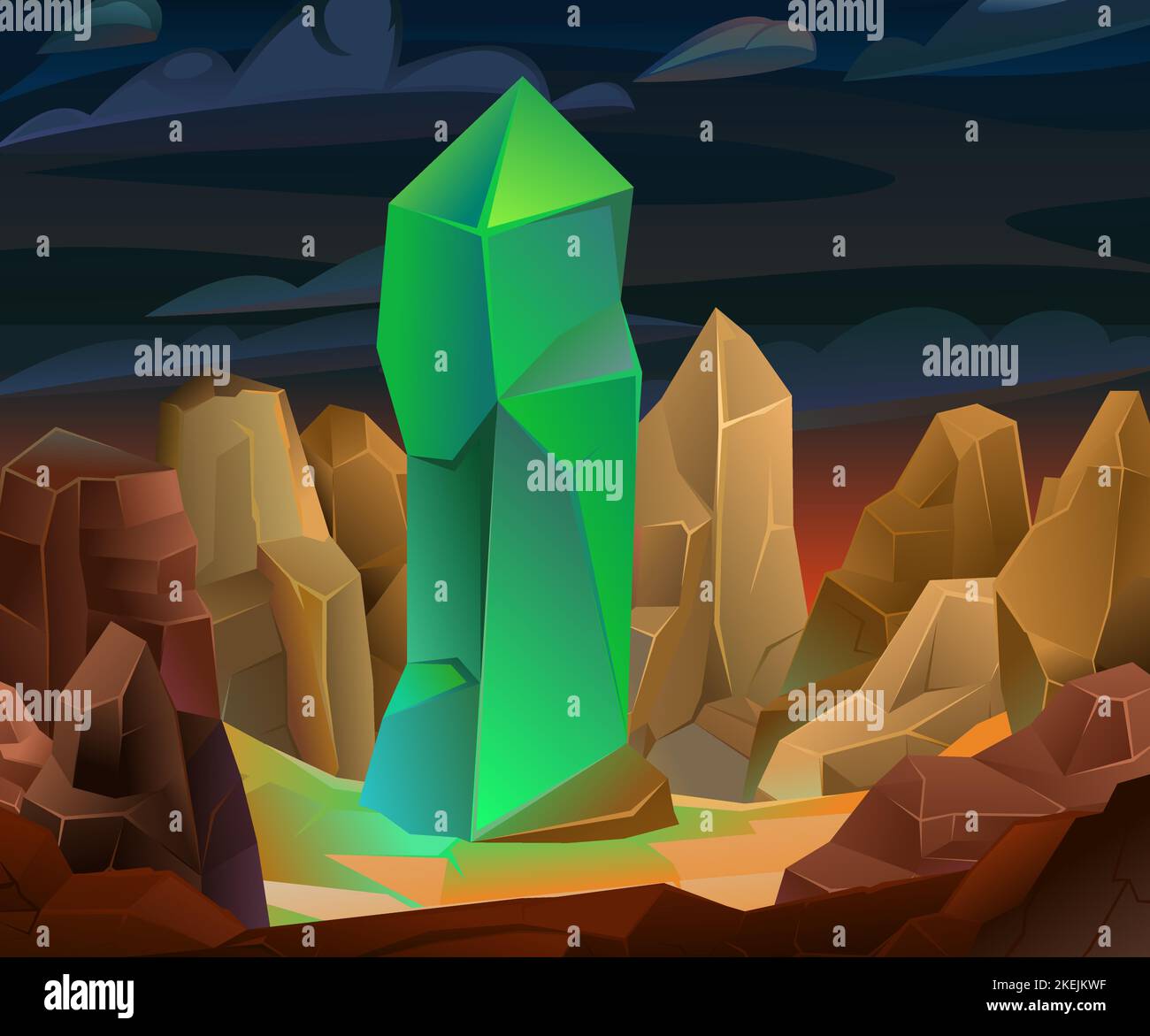 Huge mineral crystal. Rocks cliffs stone. Landscape mountainous ...