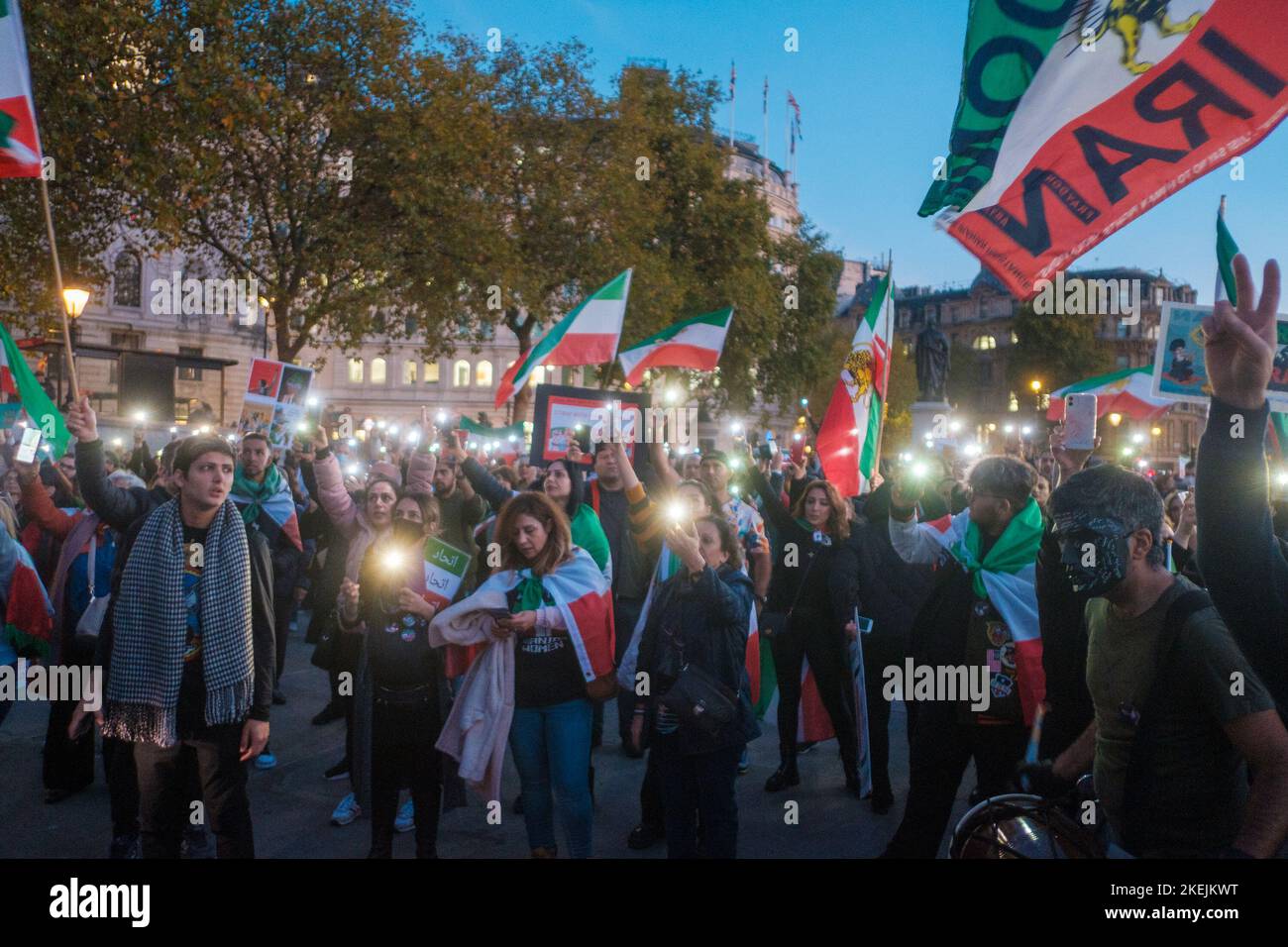 Iranian Protests continue in traflagar Square this weekend with a ...