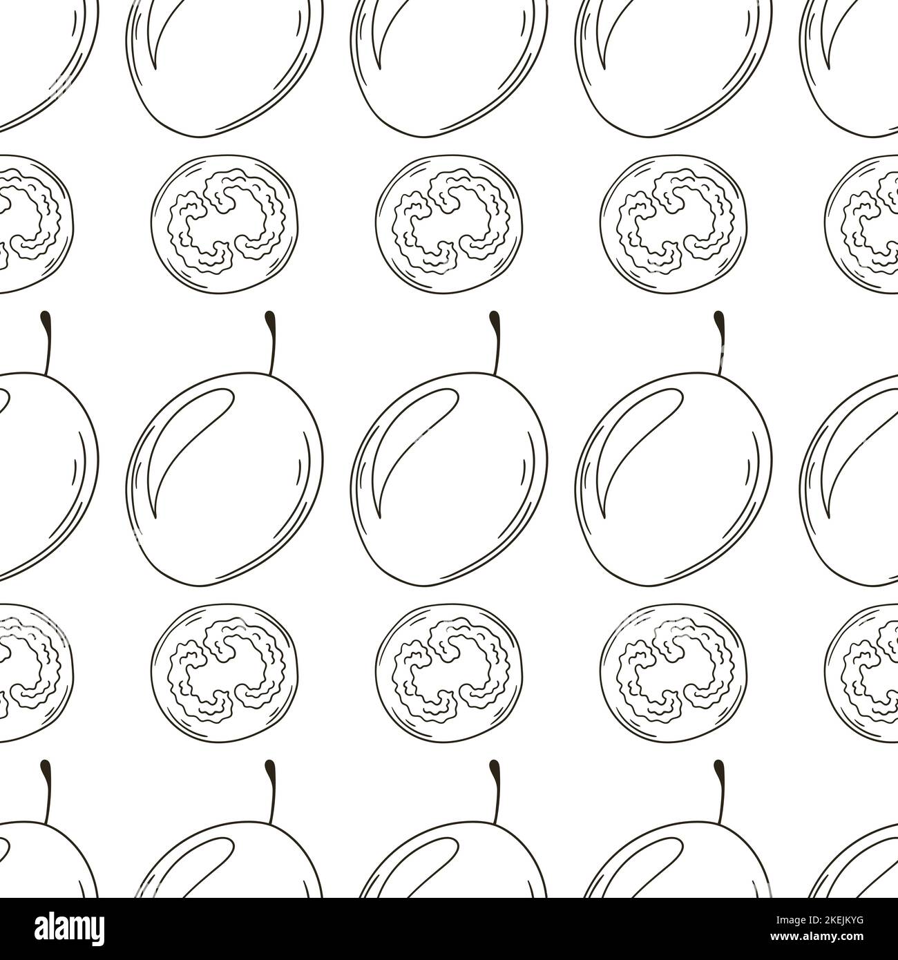 Tamarillo. Monochrome pattern with tropical fruits. Illustration in ...