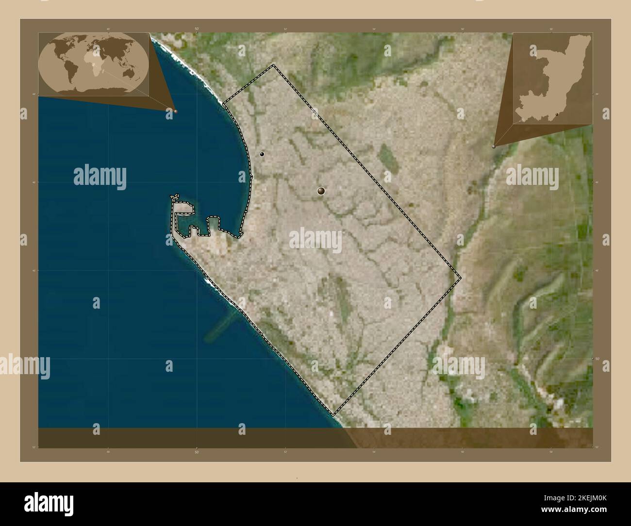 Pointe Noire, region of Republic of Congo. Low resolution satellite map ...