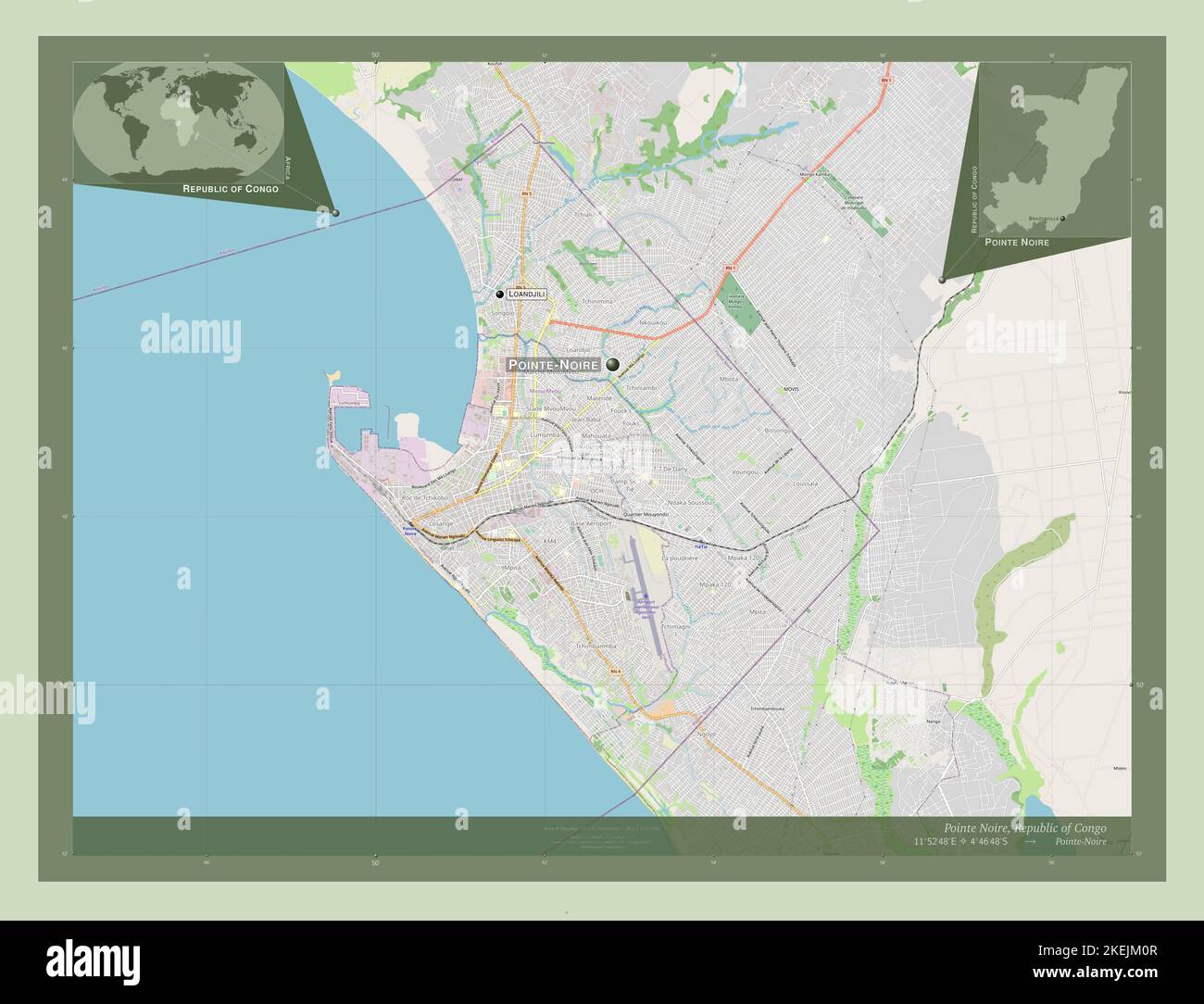 Pointe Noire, region of Republic of Congo. Open Street Map. Locations ...