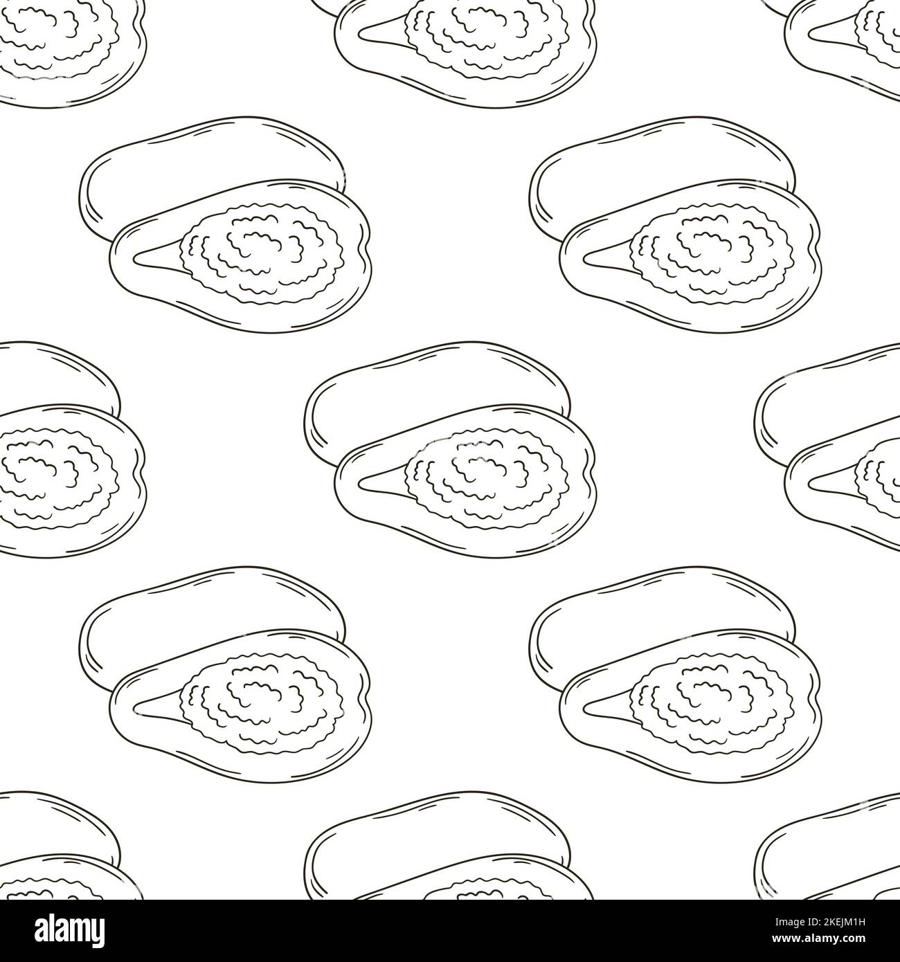 Papaya, melon tree. Monochrome pattern with tropical fruits ...