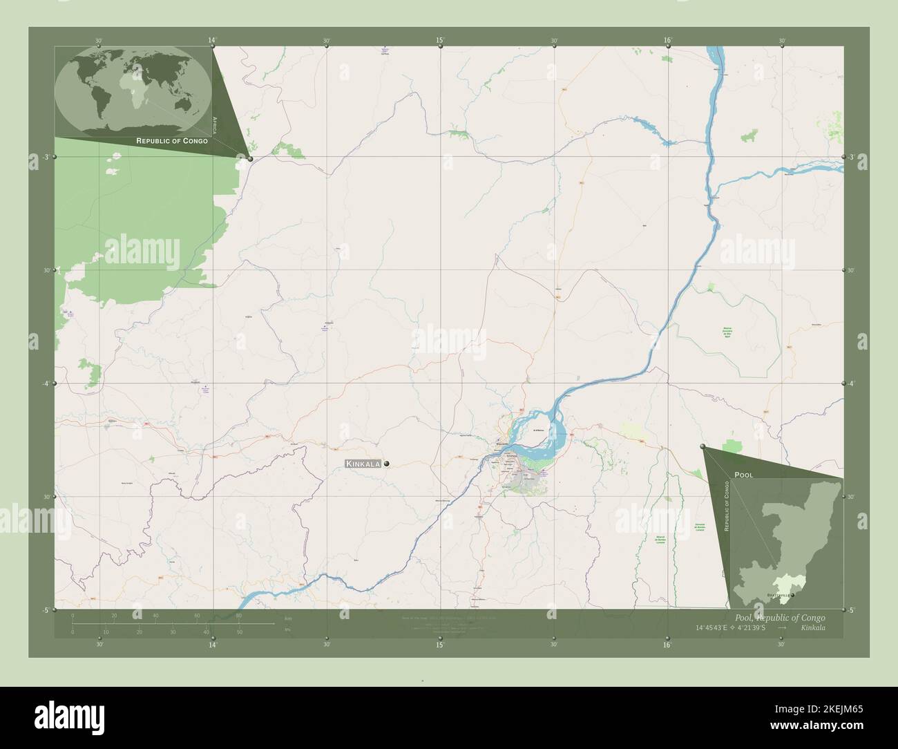Pool, region of Republic of Congo. Open Street Map. Locations and names ...