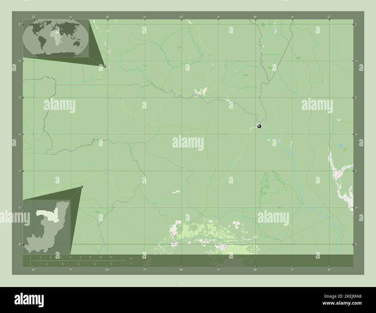 Sangha, region of Republic of Congo. Open Street Map. Corner auxiliary ...