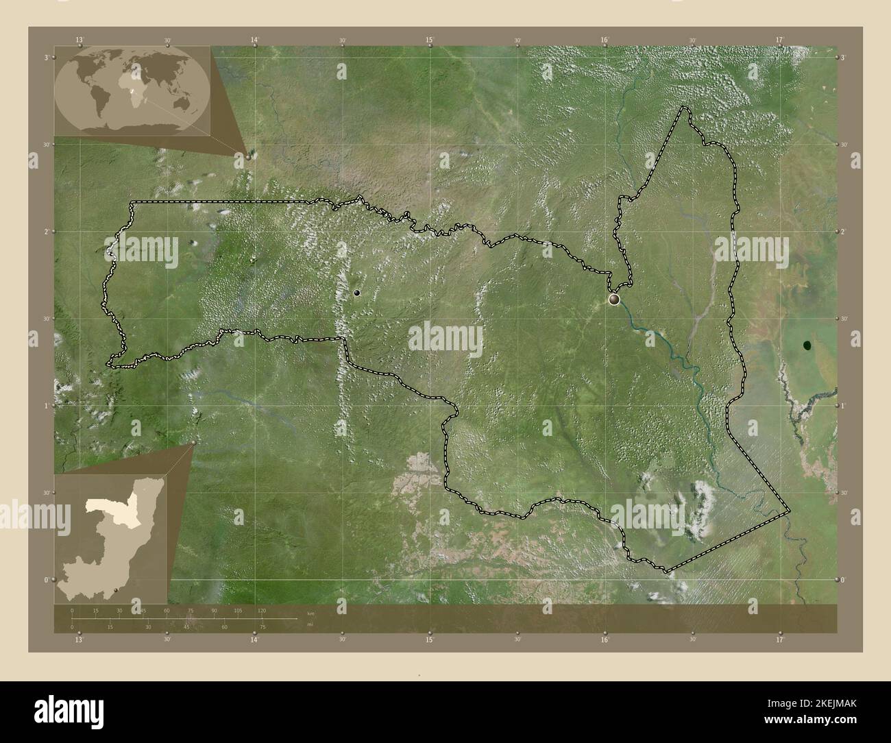 Sangha, region of Republic of Congo. High resolution satellite map ...