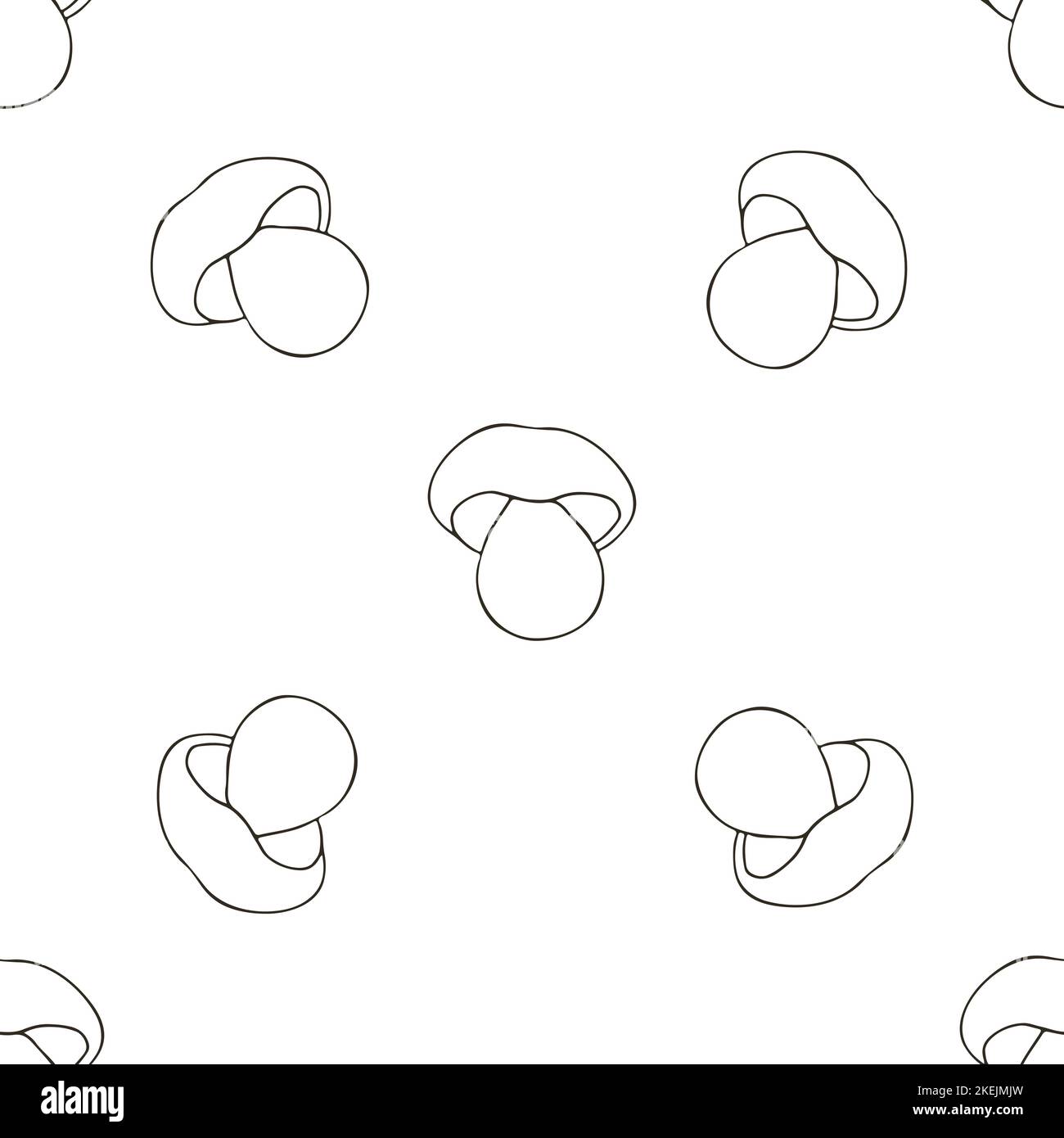 Seamless pattern with forest mushrooms. Illustration in hand draw style ...