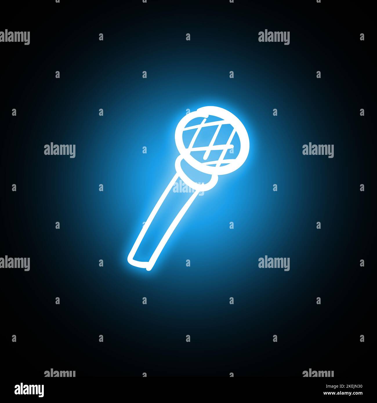 Hand drawn microphone for singing icon in hologram and neon style with ...