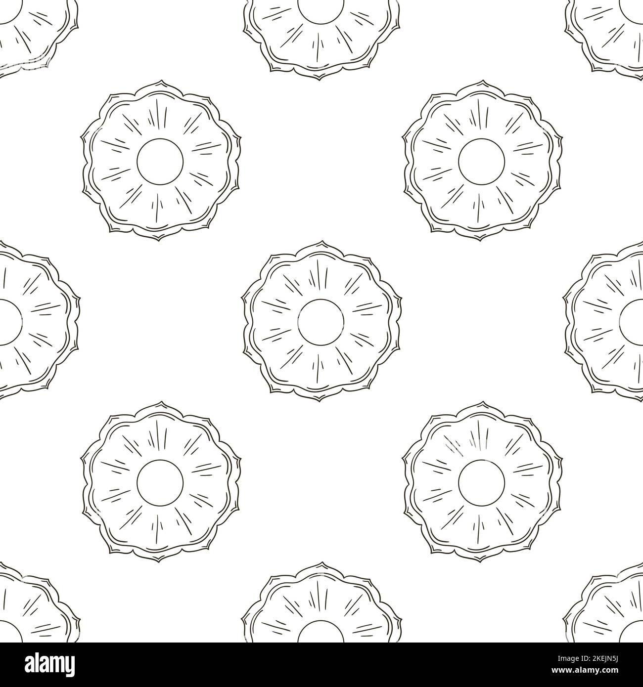 Monochrome pattern with tropical fruits. Illustration in hand draw ...