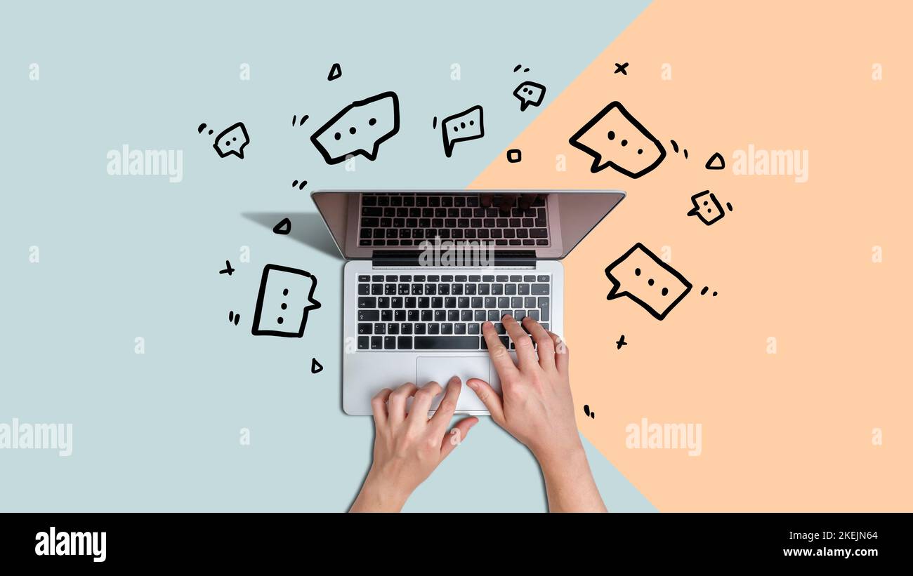 Real-time computer network messaging facility. Person chatting using ...