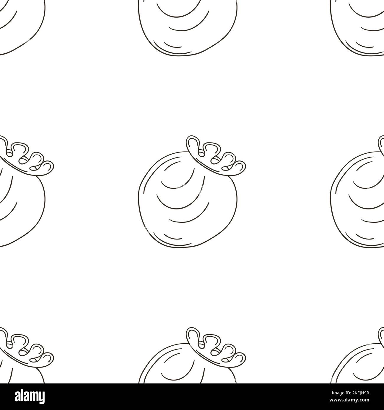Feijoa. Seamless pattern with tropical fruits. Monochrome in hand draw ...