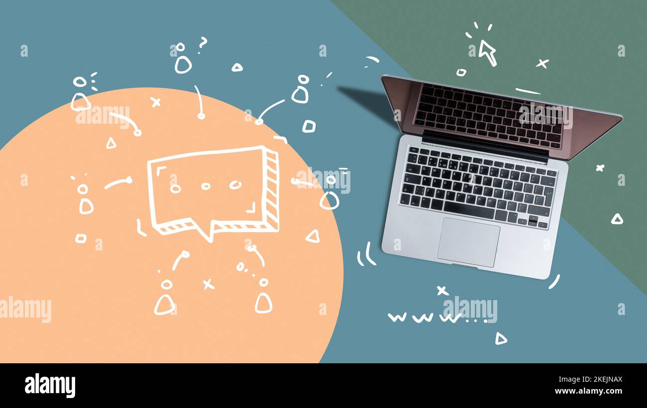 Real-time computer network messaging facility. Person chatting using ...