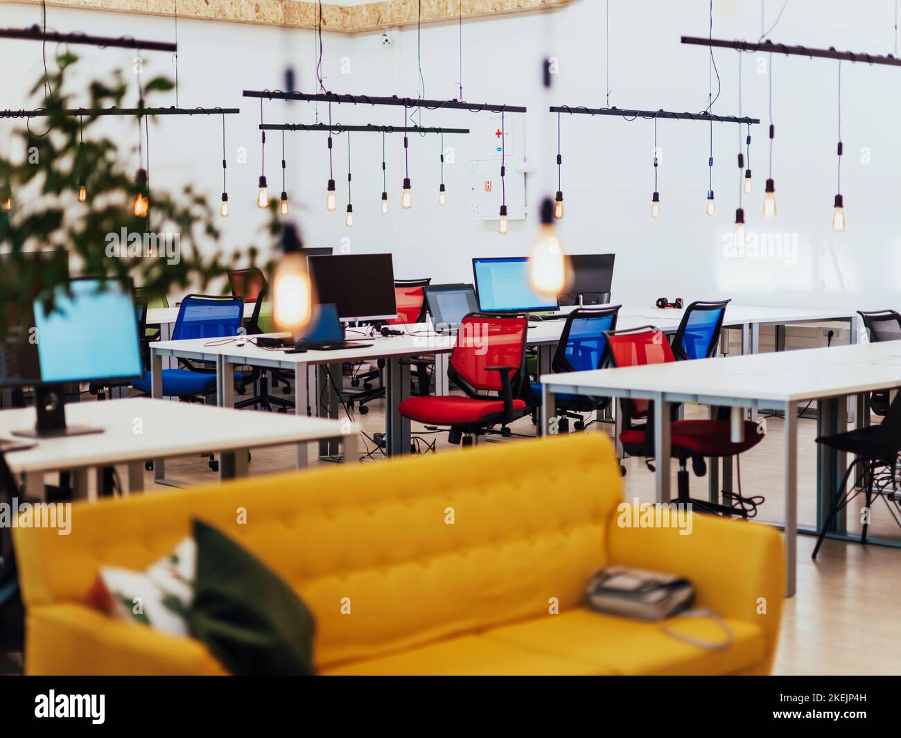 Interior of modern empty office building. Open ceiling design Stock ...