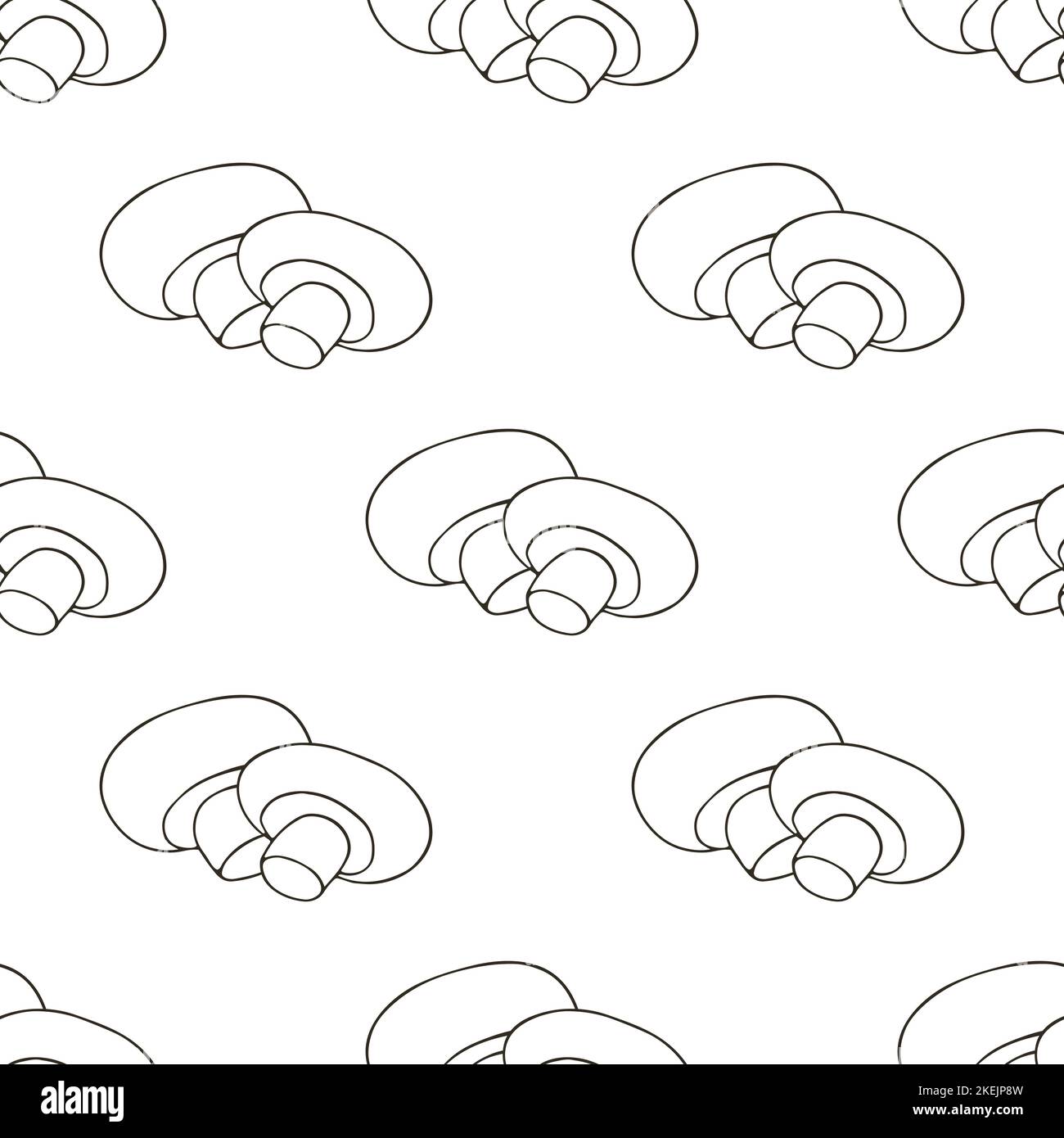 Seamless pattern with forest mushrooms. Illustration in hand draw style ...
