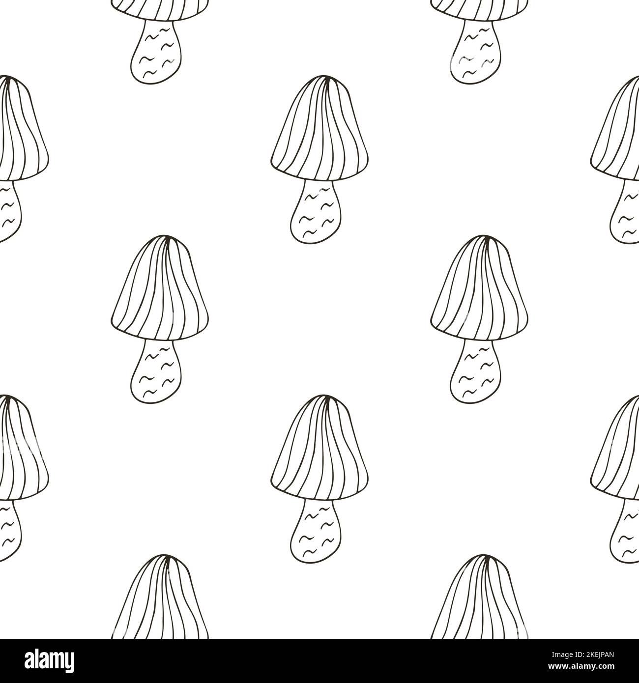 Illustration in hand draw style. Striped Fairy mushroom.Seamless ...