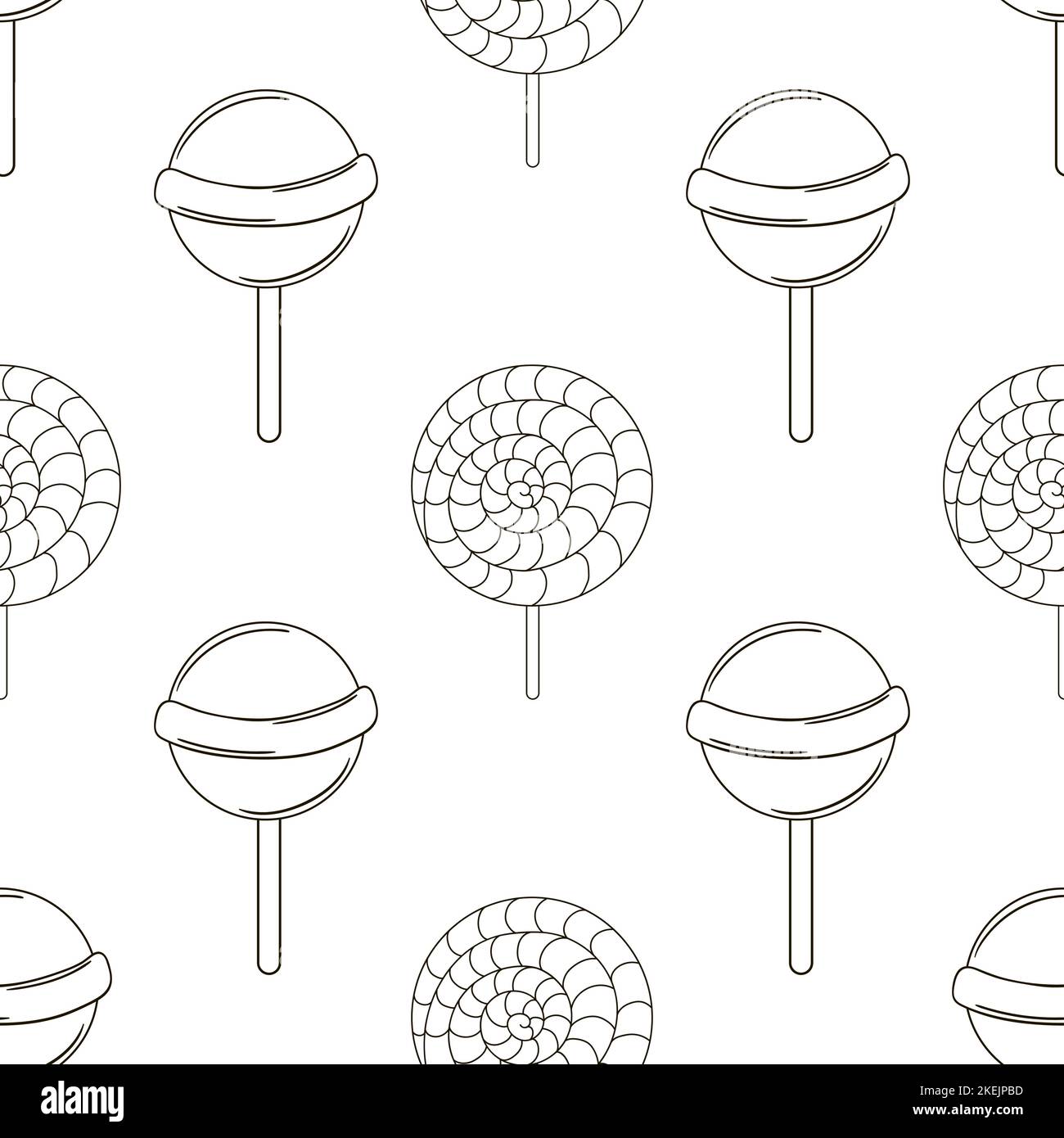 Coloring pattern with sweets. Candies. Round rainbow lollipops seamless ...
