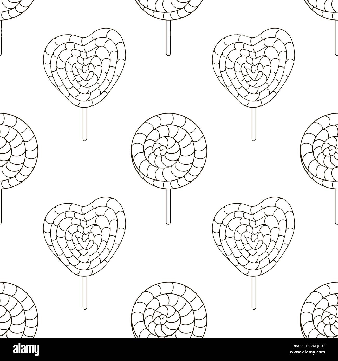 Coloring pattern with sweets. Candies. Rainbow lollipops seamless ...