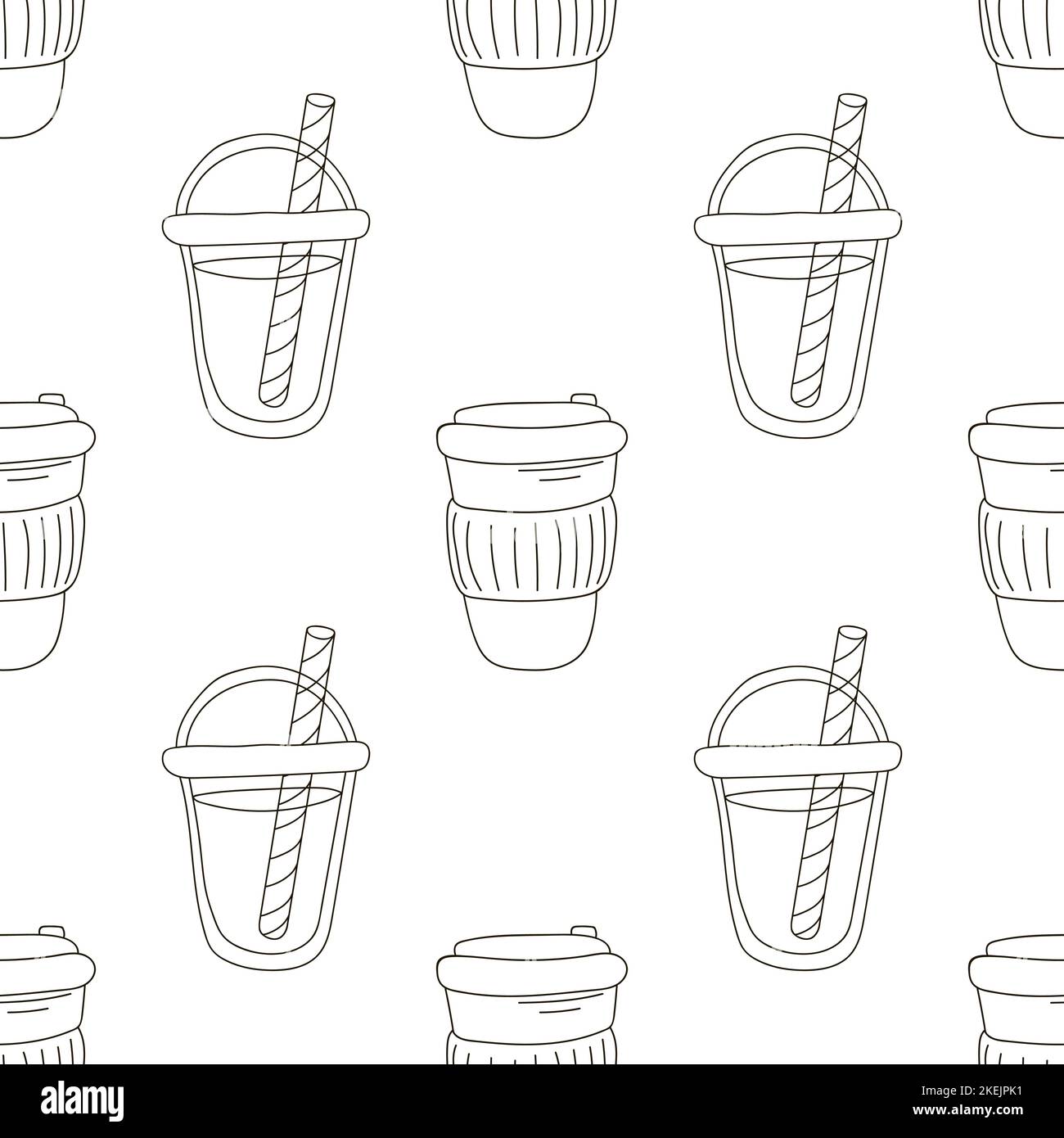 Pattern for coffee shop or coffee lovers. Coloring milkshakes seamless ...