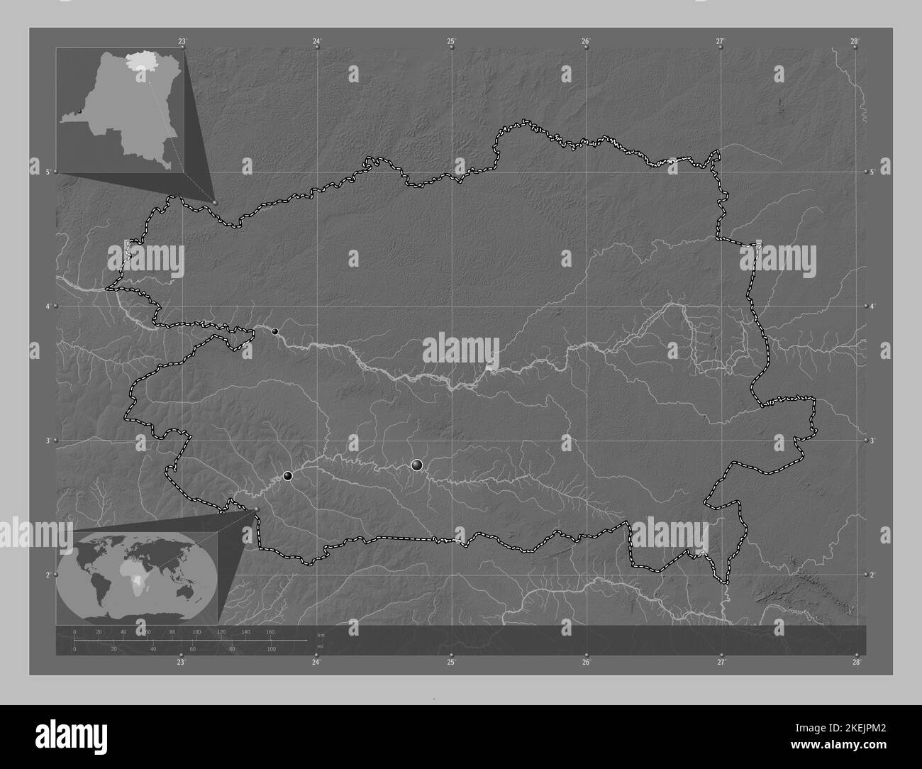 Bas-Uele, province of Democratic Republic of the Congo. Grayscale ...