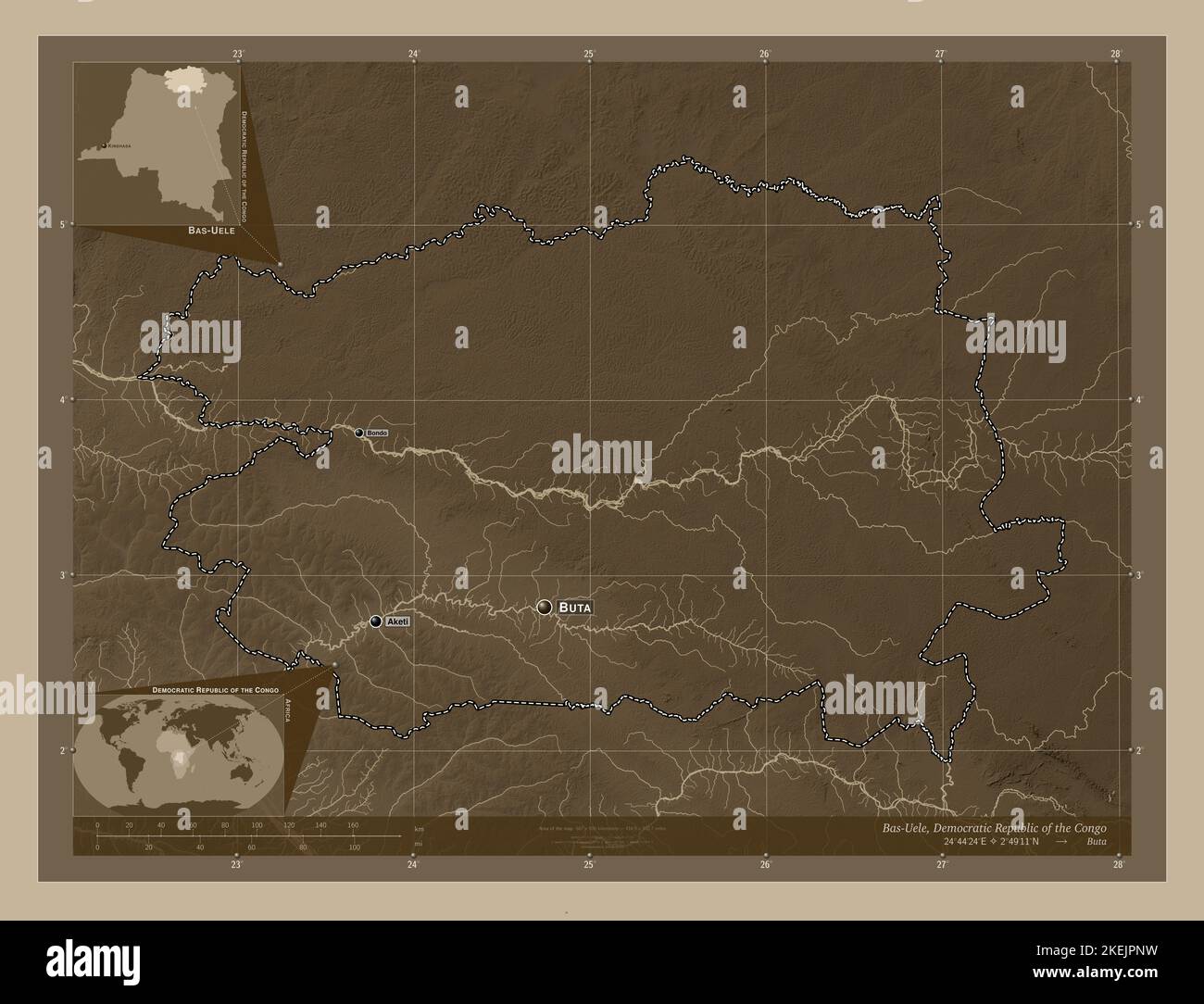Bas-Uele, province of Democratic Republic of the Congo. Elevation map ...