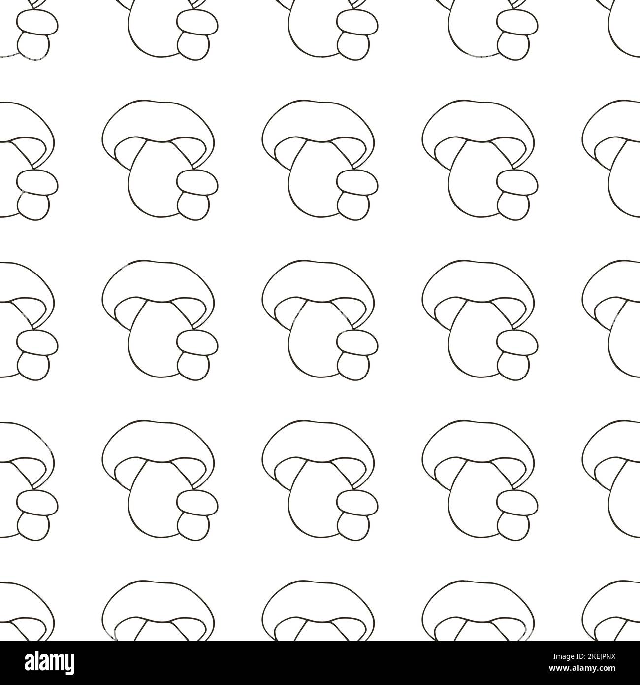 Seamless pattern with forest mushrooms. Illustration in hand draw style ...