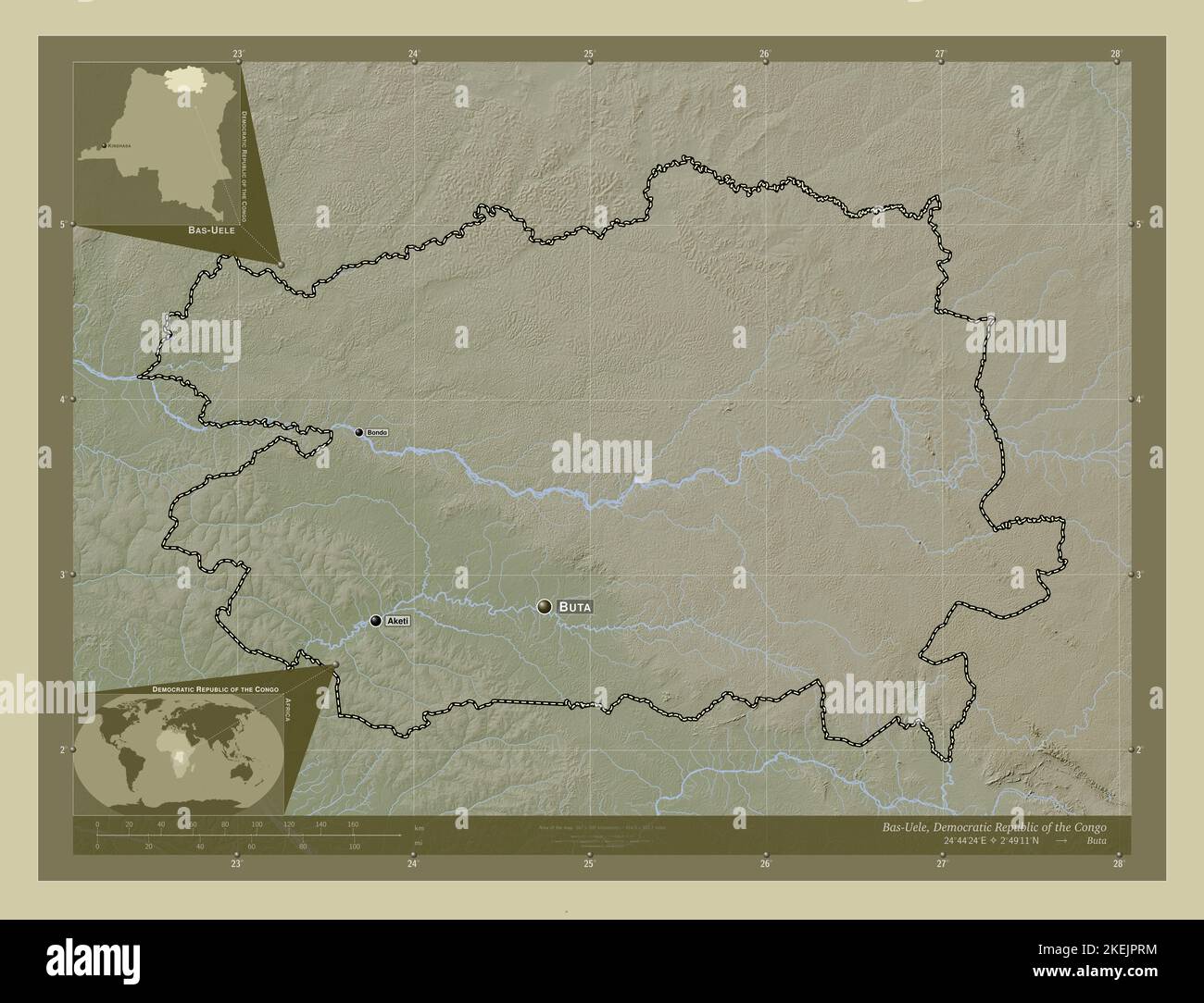 Bas-Uele, province of Democratic Republic of the Congo. Elevation map ...