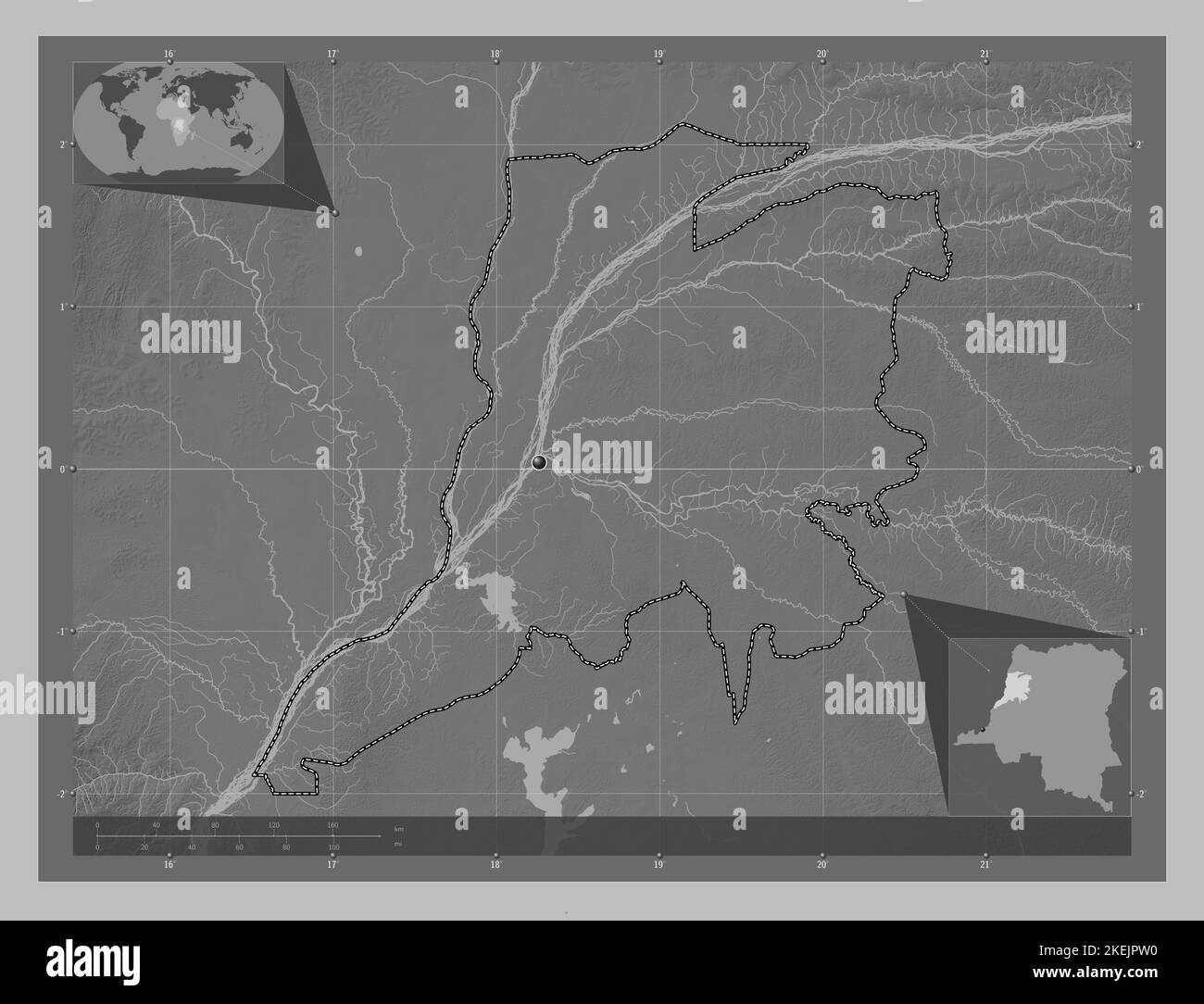 Equateur, province of Democratic Republic of the Congo. Grayscale ...
